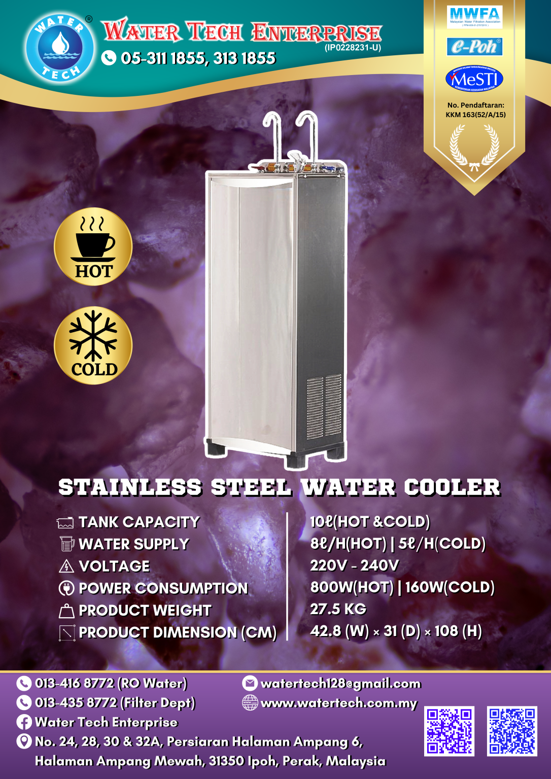 Stainless Steel Water Cooler NWD-700 Hold & Cold - Water Tech Enterprise